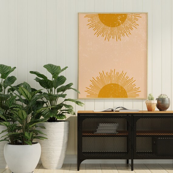 Retro Sun Poster Sun Illustration Sun Art Print Vintage | Etsy