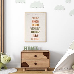 Days of the Week Printable: Boho Homeschool Decor (digital Download - Etsy