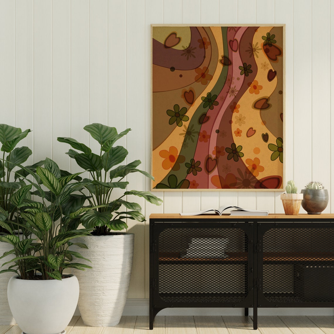 Floral Wall Art, 70s Wall Art, Rainbow Art, Retro Wall Art, Vintage ...