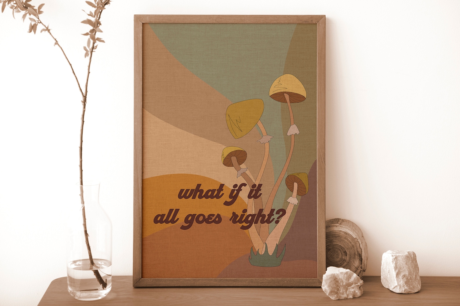 Mushroom Wall Art Motivational Quote Mushroom Print 70s | Etsy