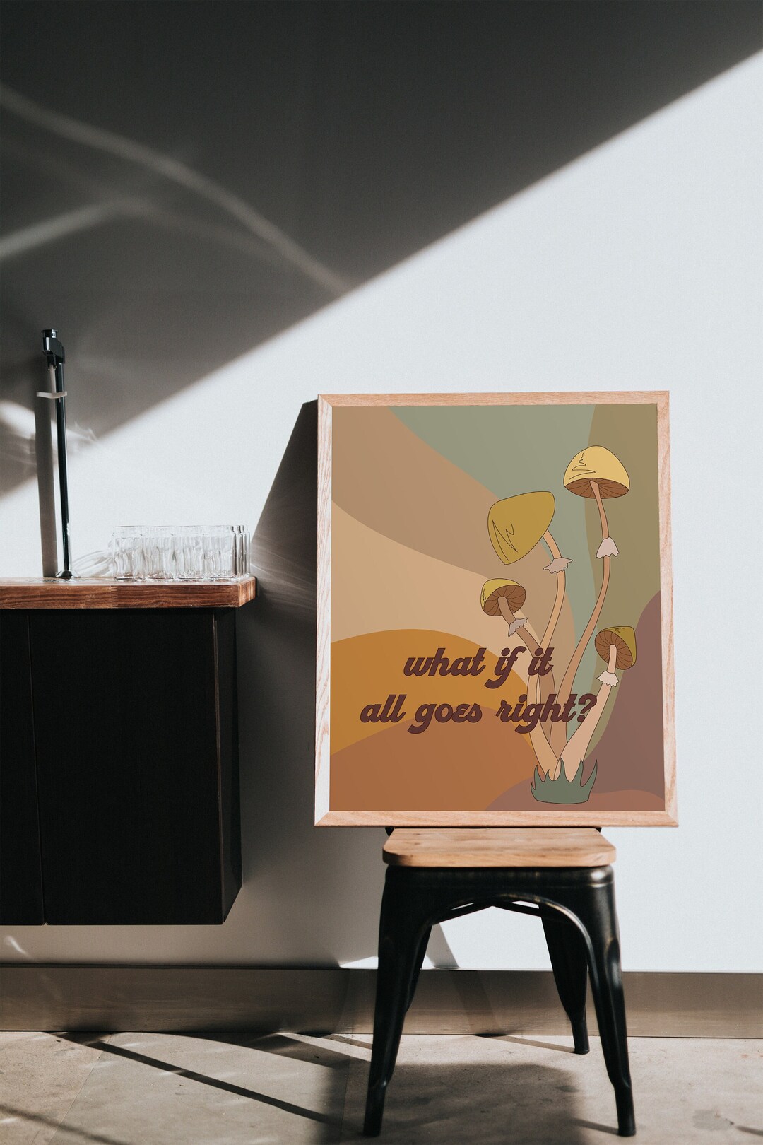 Mushroom Wall Art, Motivational Quote, Mushroom Print, 70s Wall Art ...