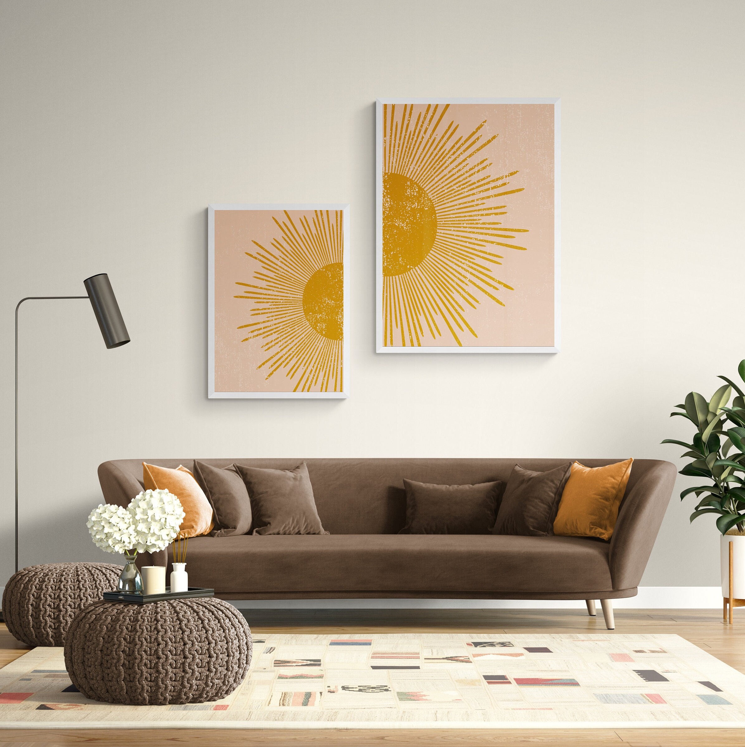 Vintage Sun Art Print, Earthy Toned Sun Wall Decor, Mid-century Modern ...