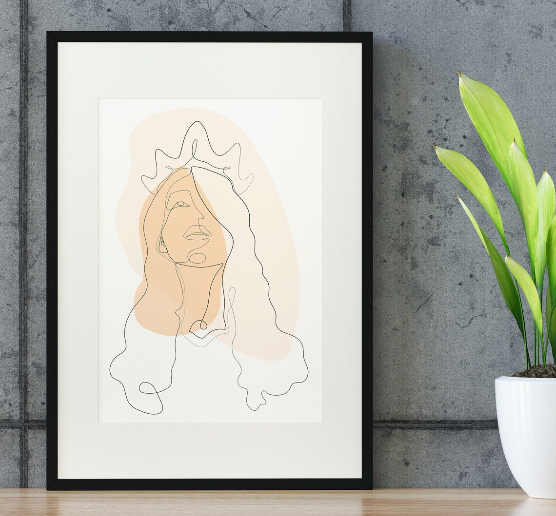 One Line Woman Line Art Woman Woman Portrait Boho Art | Etsy