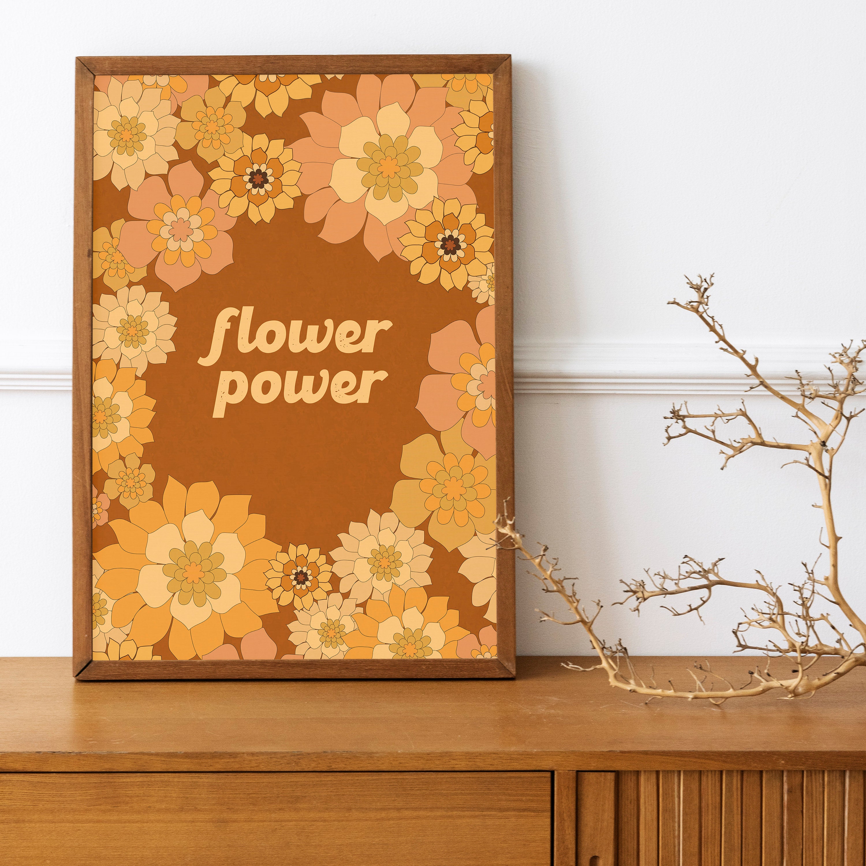 Flower Power Poster, 70er Wand Kunst, Florale Kunst, Retro Wandkunst ...