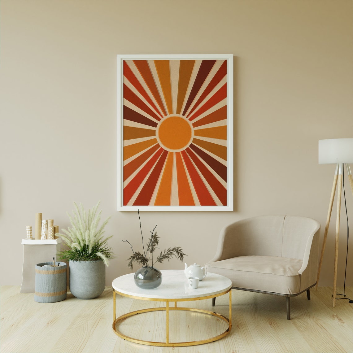 Retro Wall Art Sun Art Vintage Poster 70s Wall Print 70s - Etsy