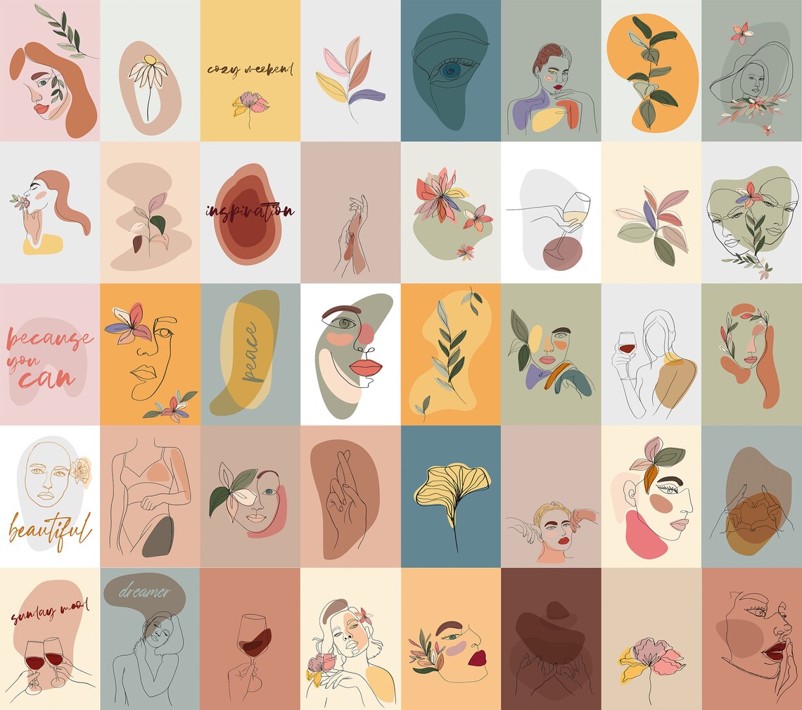 Pastel Collage Kit Collage Kit Wall Decor Pink Collage Kit | Etsy