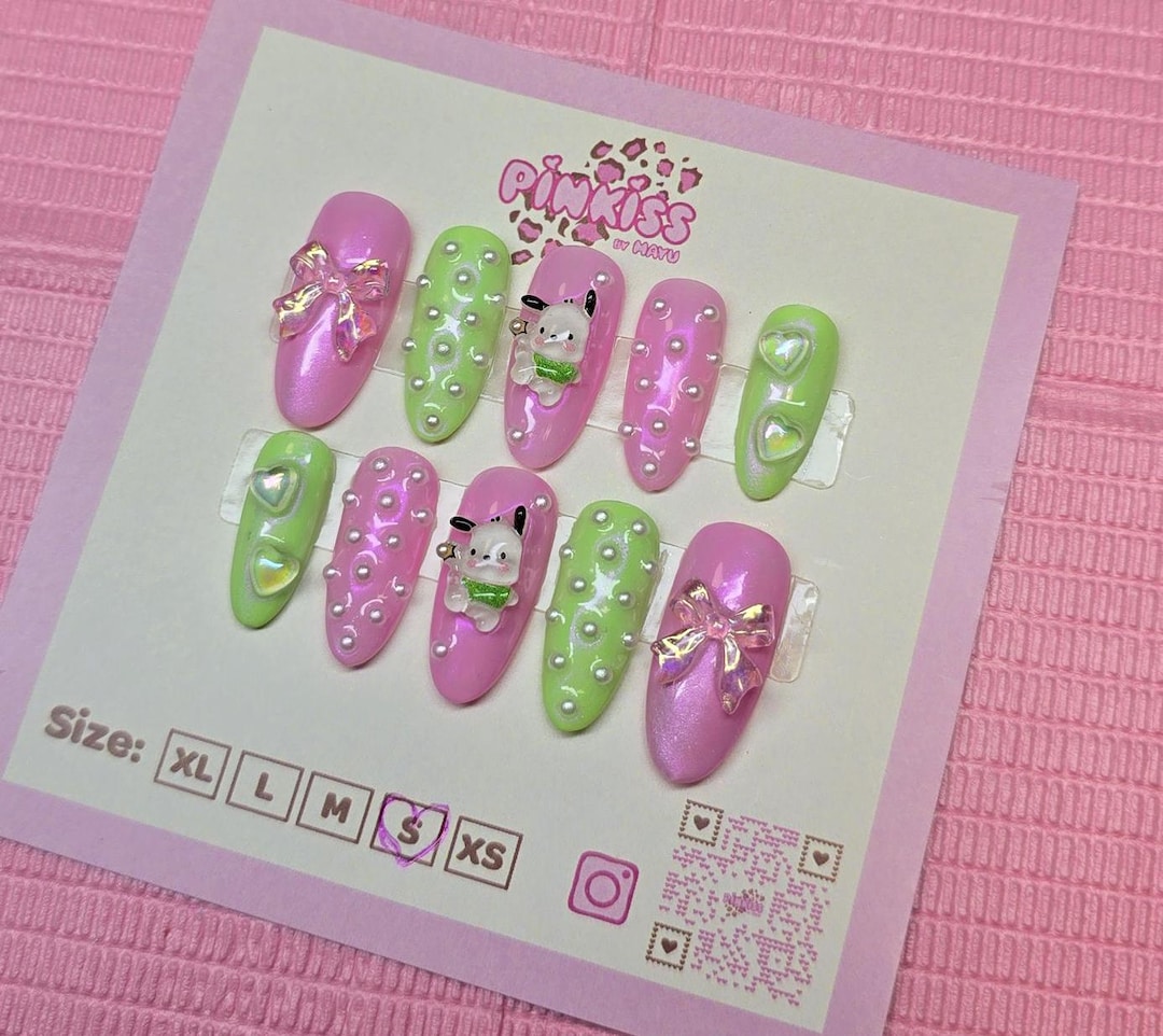 Press-on Nails- Pochaco Kawaii Gyaru Nails - Etsy