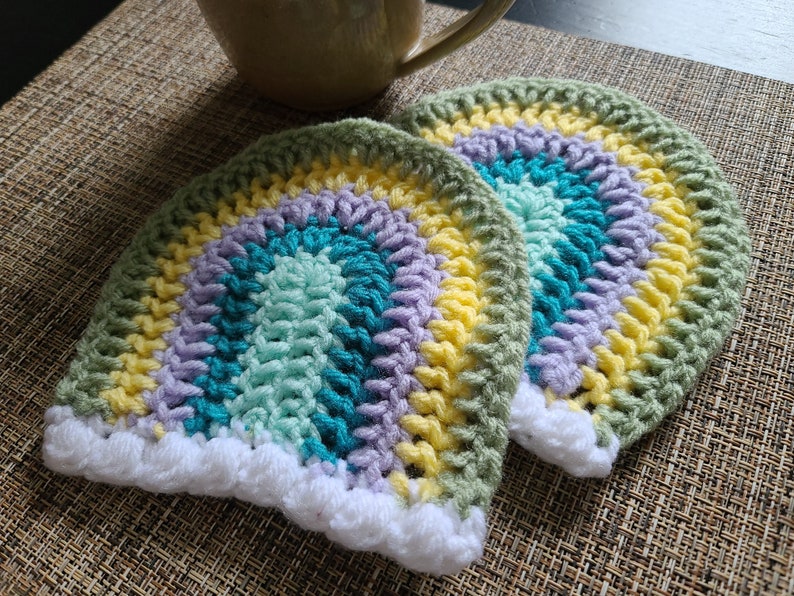 Rainbow Crochet Pattern Coaster Beginner Crochet Pattern - Etsy