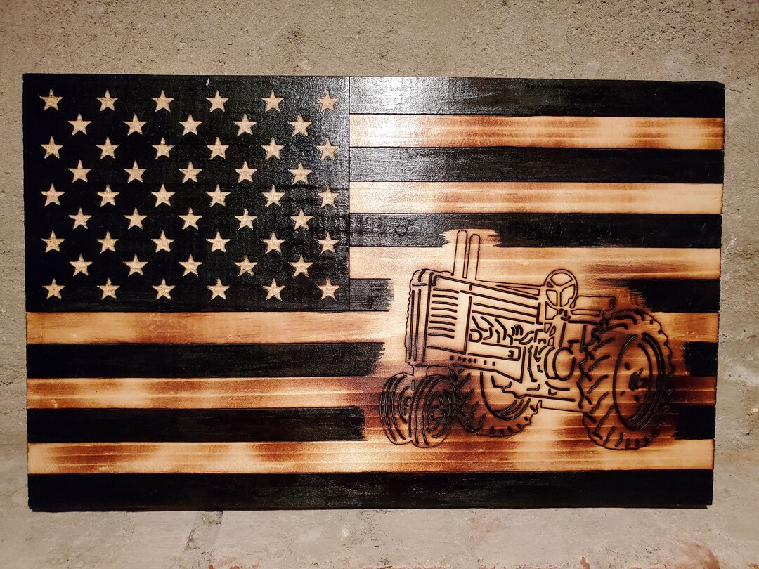 Tractor Flag Wood Plaque - Etsy