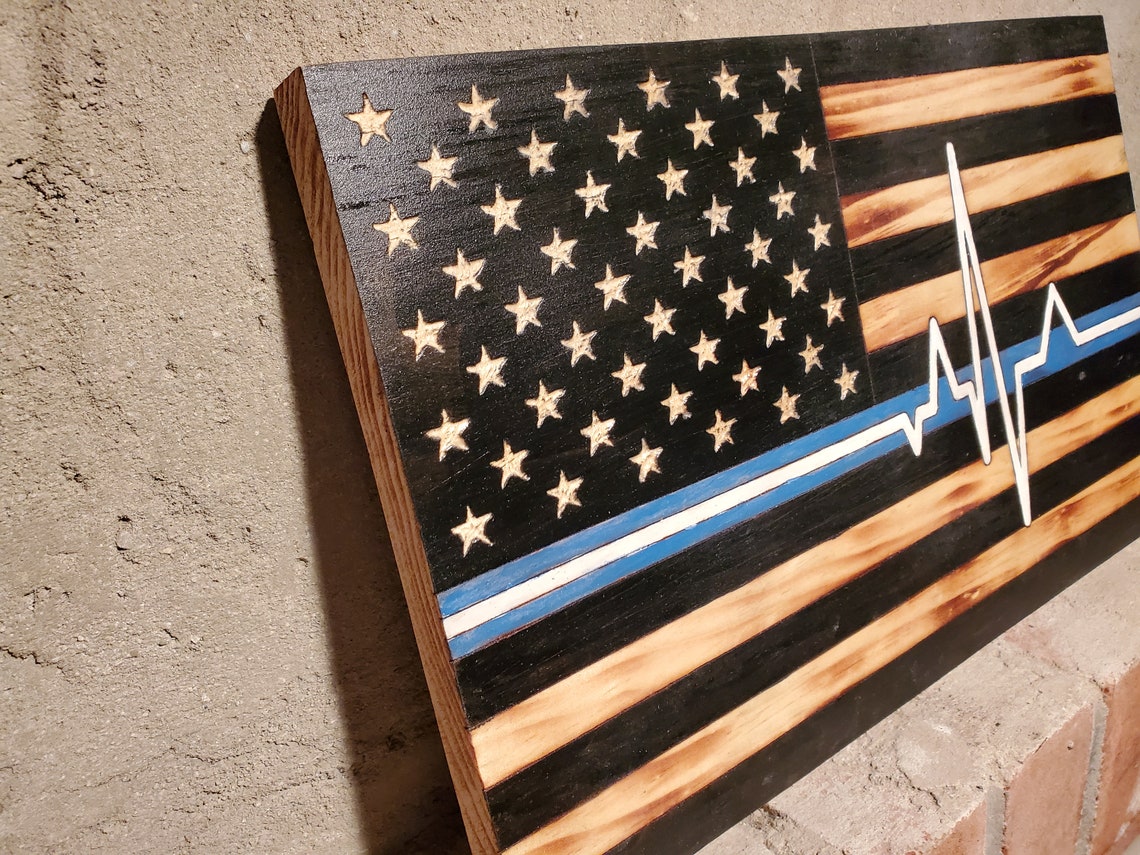Thin Line EMS EMT Flag Wall Plaque - Etsy