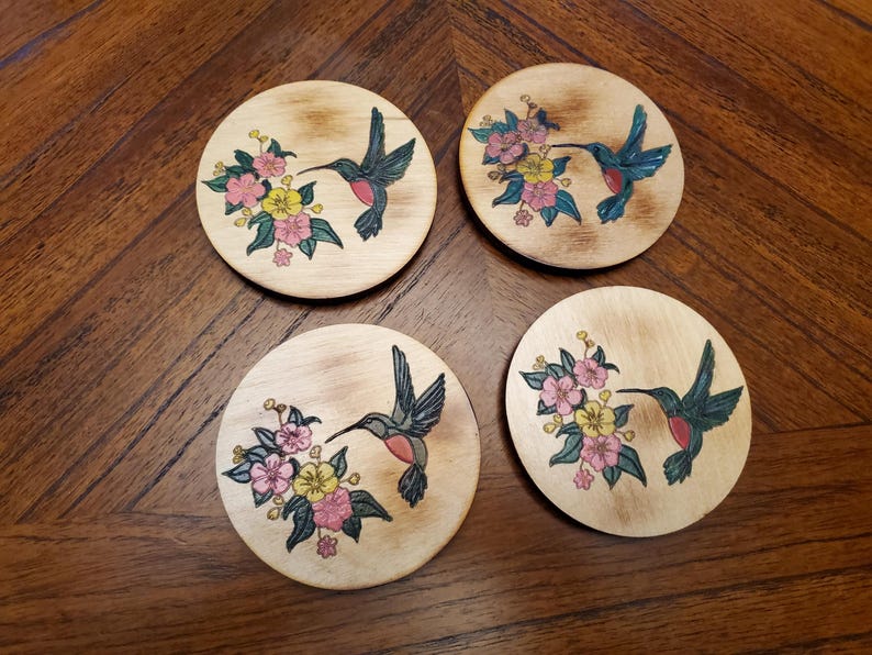 Hummingbird Coaster Set - Etsy