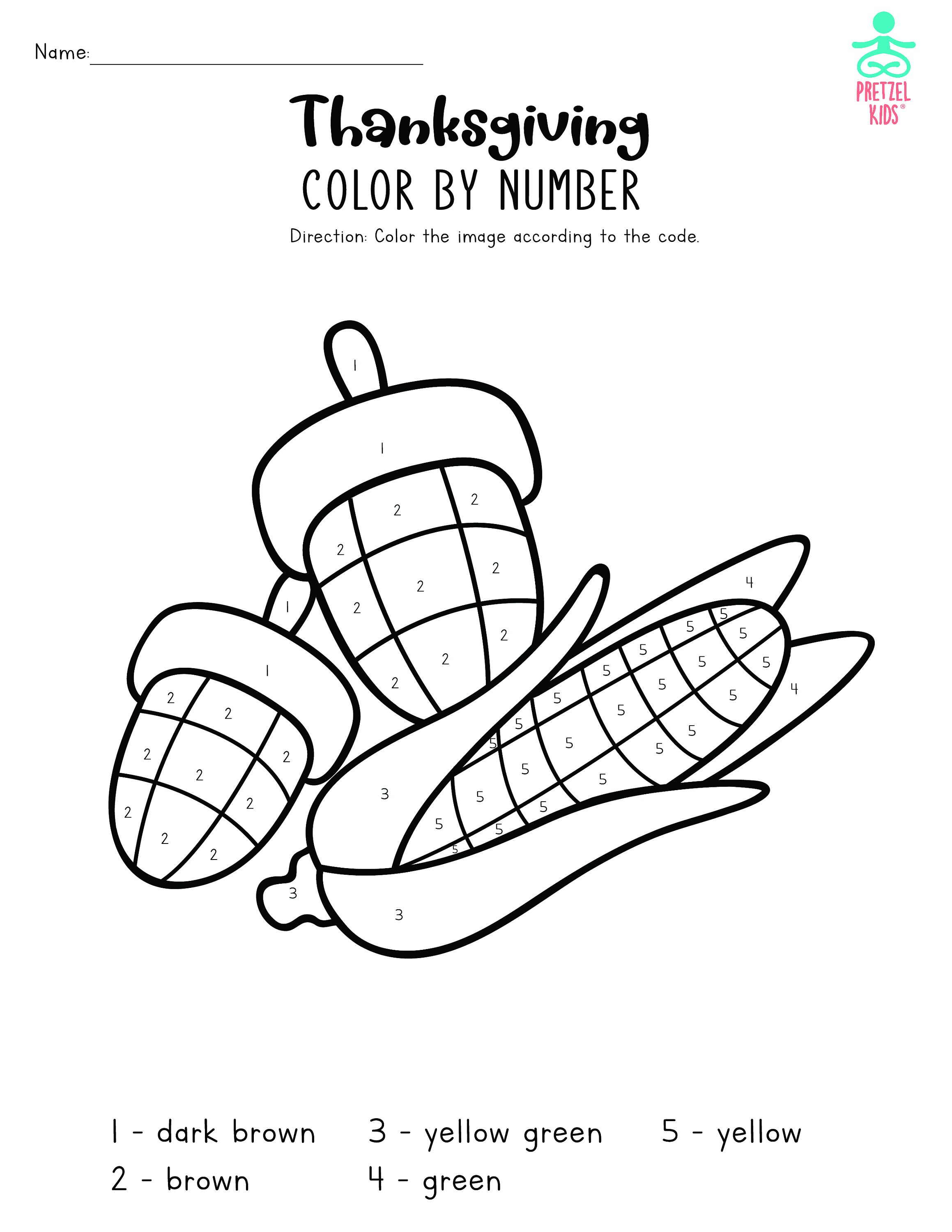 Thanksgiving Color by Number Printable Kit! - Etsy
