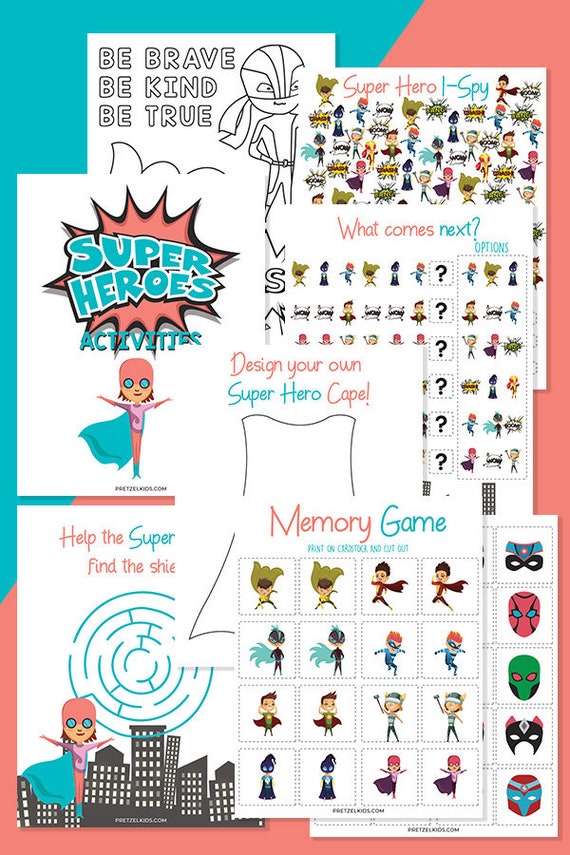 Super Heroes Printable Activities - Etsy