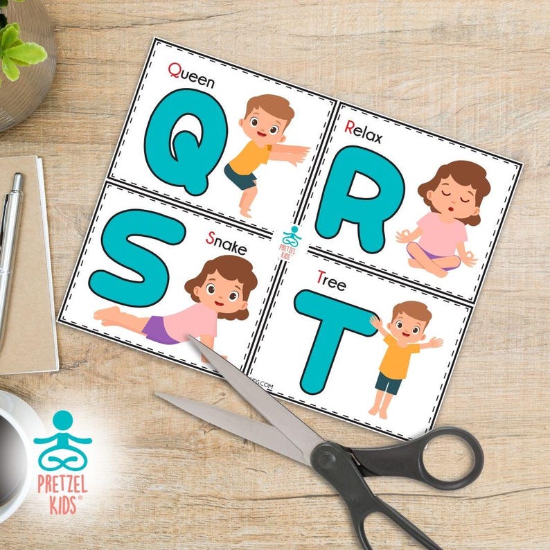 Alphabet Yoga Poses for Kids, Printable Cards for Kids Yoga, Activities ...