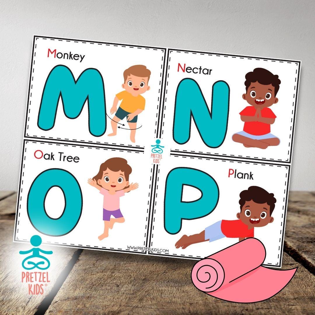 Alphabet Yoga Poses for Kids, Printable Cards for Kids Yoga, Activities ...