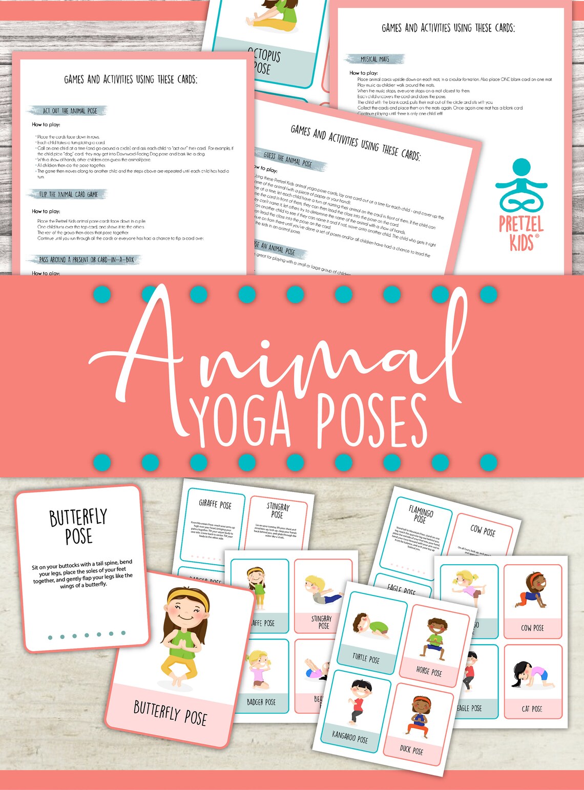 Animal Yoga Poses for Kids, Printable Cards for Kids Yoga, Activities ...