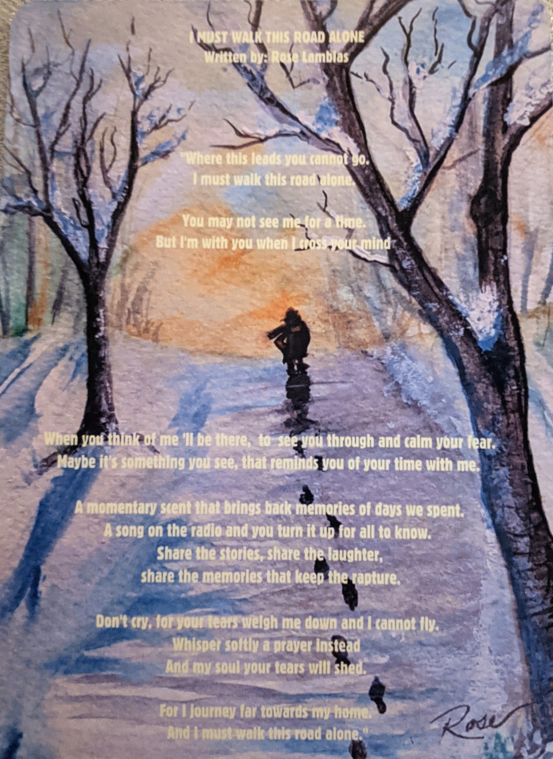 Sympathy Card, Poem, Condolences, Loss, Inspirational, Watercolor ...