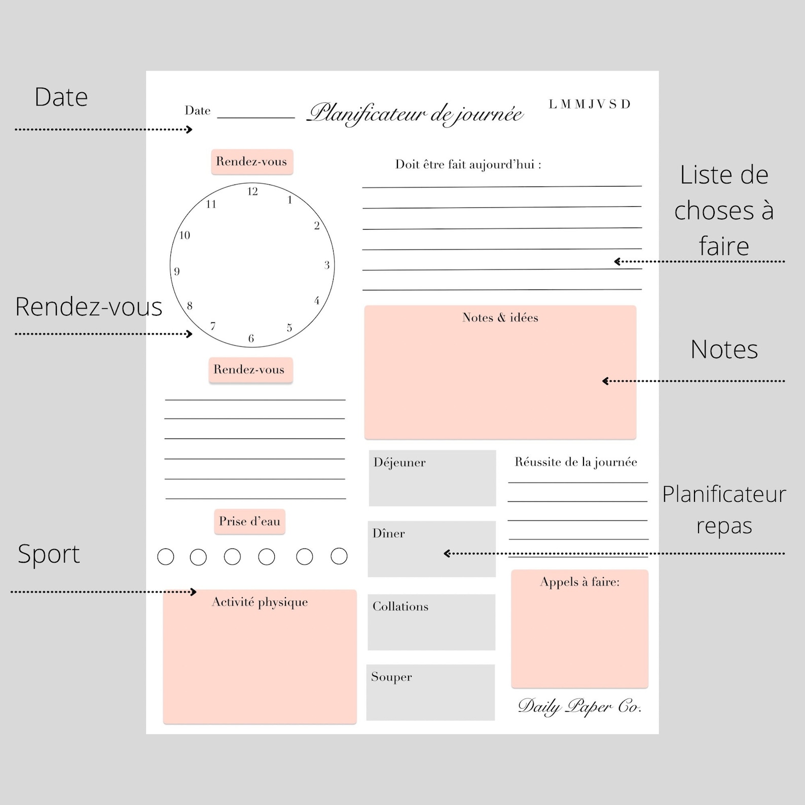 Planificateur de journée Daily Planner 50 pages Healty | Etsy