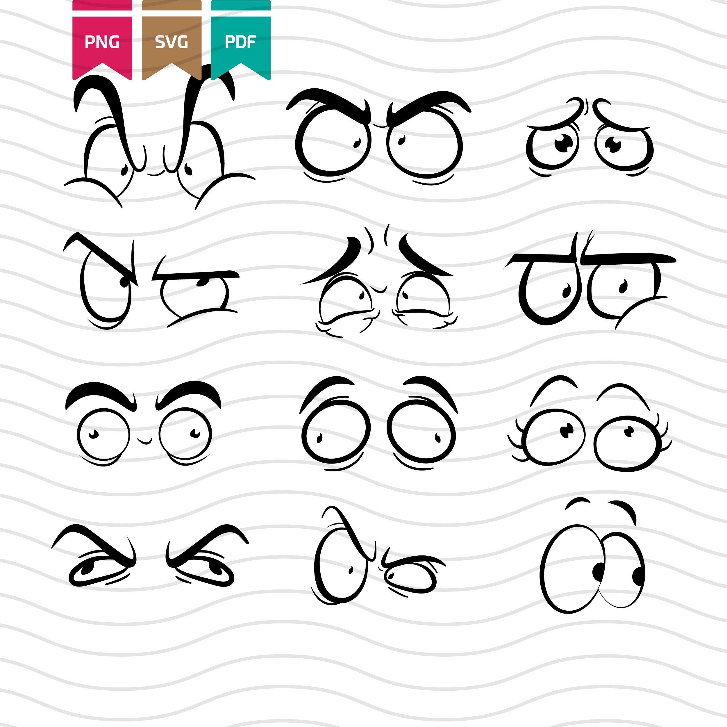 Cartoon Eyes Svg Comic Eyes Eyes Cricut Files 12 in 1 - Etsy