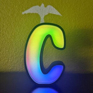 3D Printed RGB LED Letter Lamp With Remote - One of a Kind - Great for ...