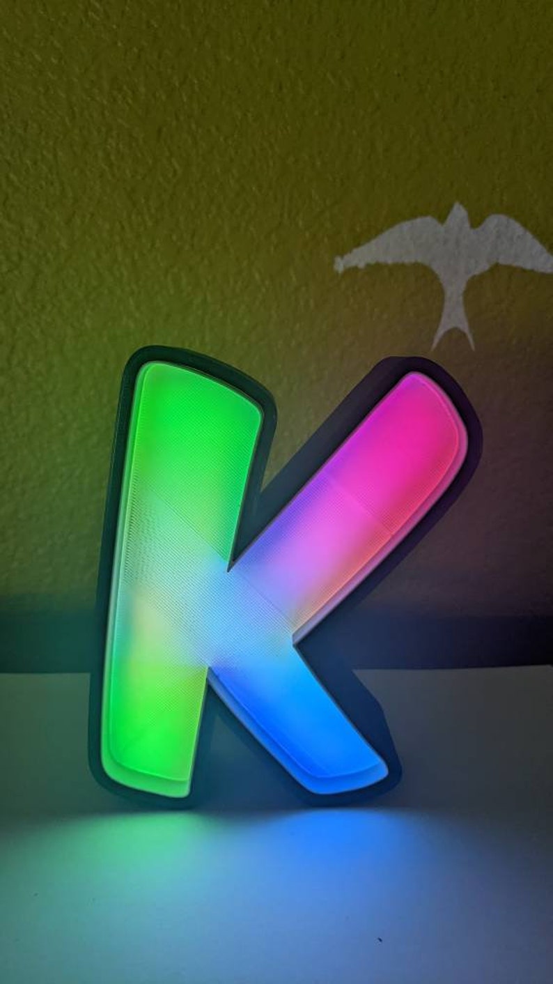3D Printed RGB LED Letter Lamp With Remote - One of a Kind - Great for ...