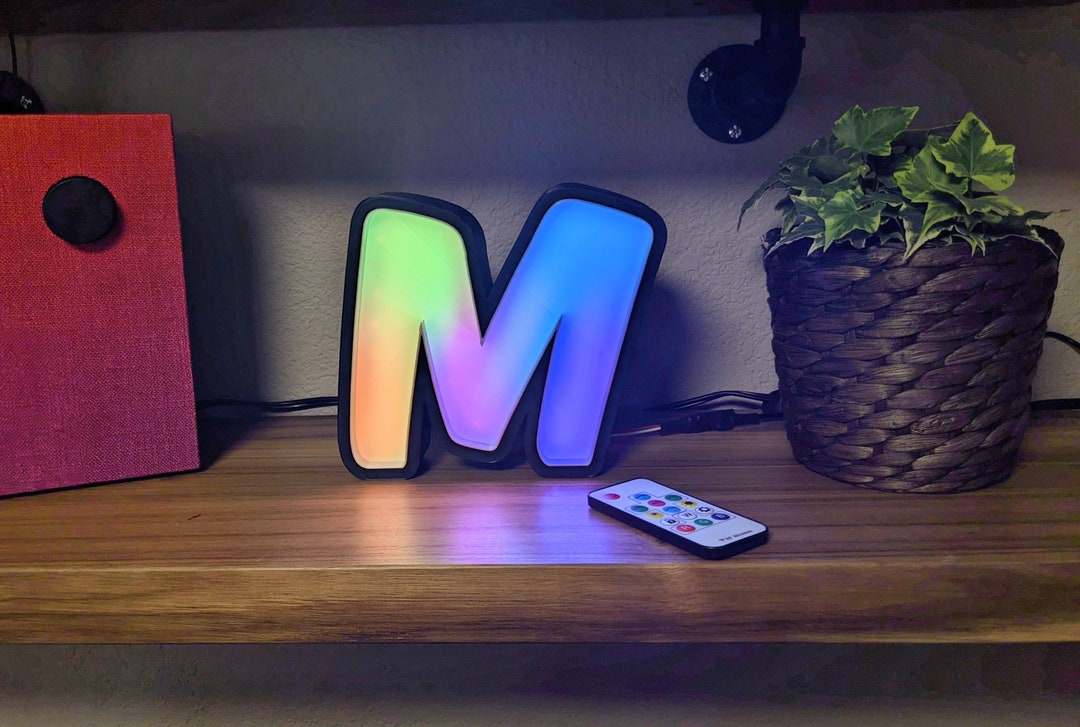 3D Printed RGB LED Letter Lamp With Remote - One of a Kind - Great for ...