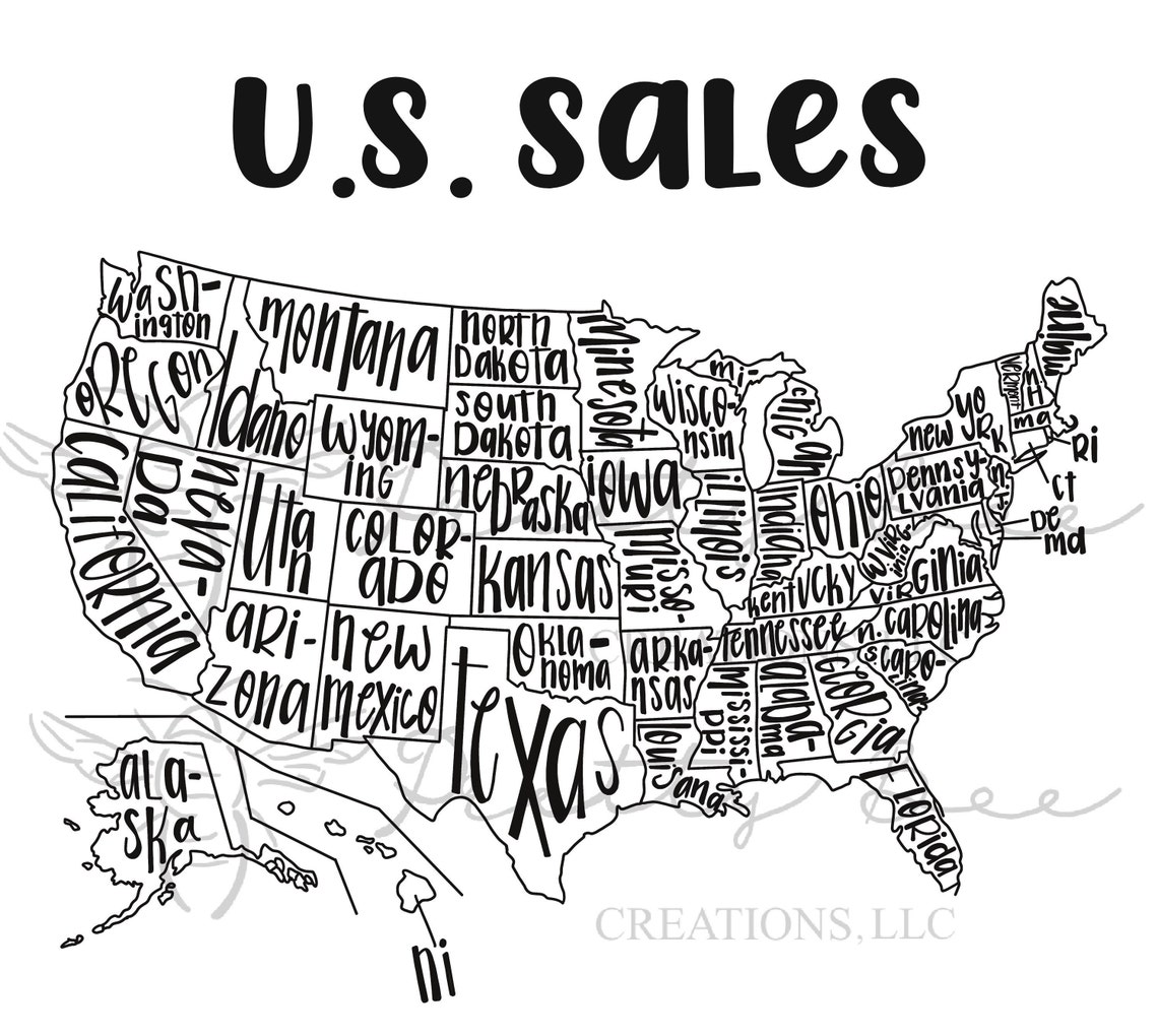 United States Sales Map Small Business Digital File | Etsy
