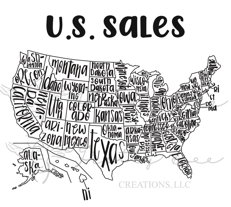United States Sales Map Small Business Digital File | Etsy
