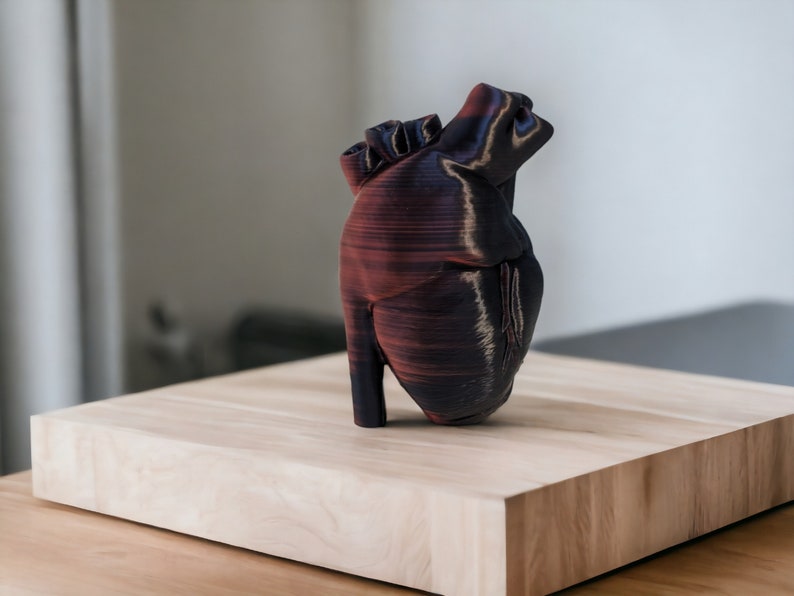 3D Printed Anatomical Heart Vase Dual-color Silk Red and Black Unique ...