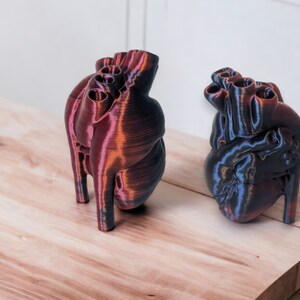 3D Printed Anatomical Heart Vase Dual-color Silk Red and Black Unique ...