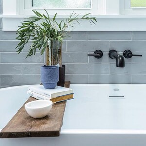 Rustic Thick Scaffold Board Bath Caddy Tray Shelf With Stoppers, 22cm X ...