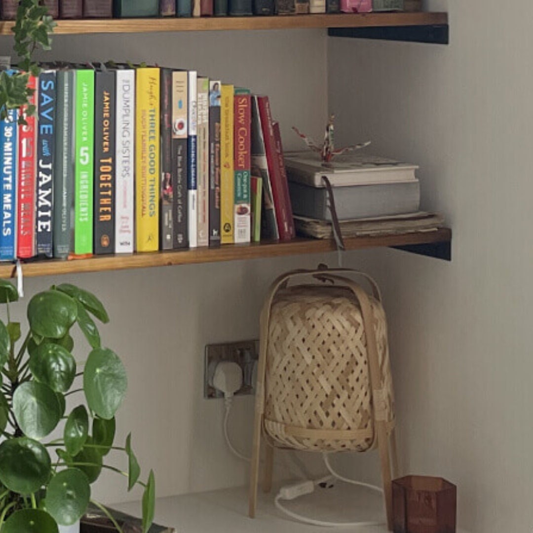 Rustic Alcove Wooden Shelf: Solid Wood, Angle Brackets, Depth 30cm ...
