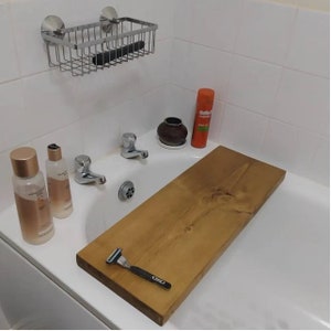 Rustic Thick Scaffold Board Bath Caddy Tray Shelf With Stoppers, 22cm X ...