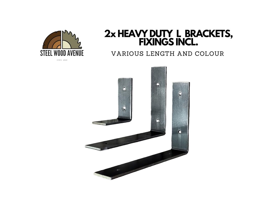 2x Heavy Duty L Type Brackets for Shelves, Industrial Modern Shelving ...