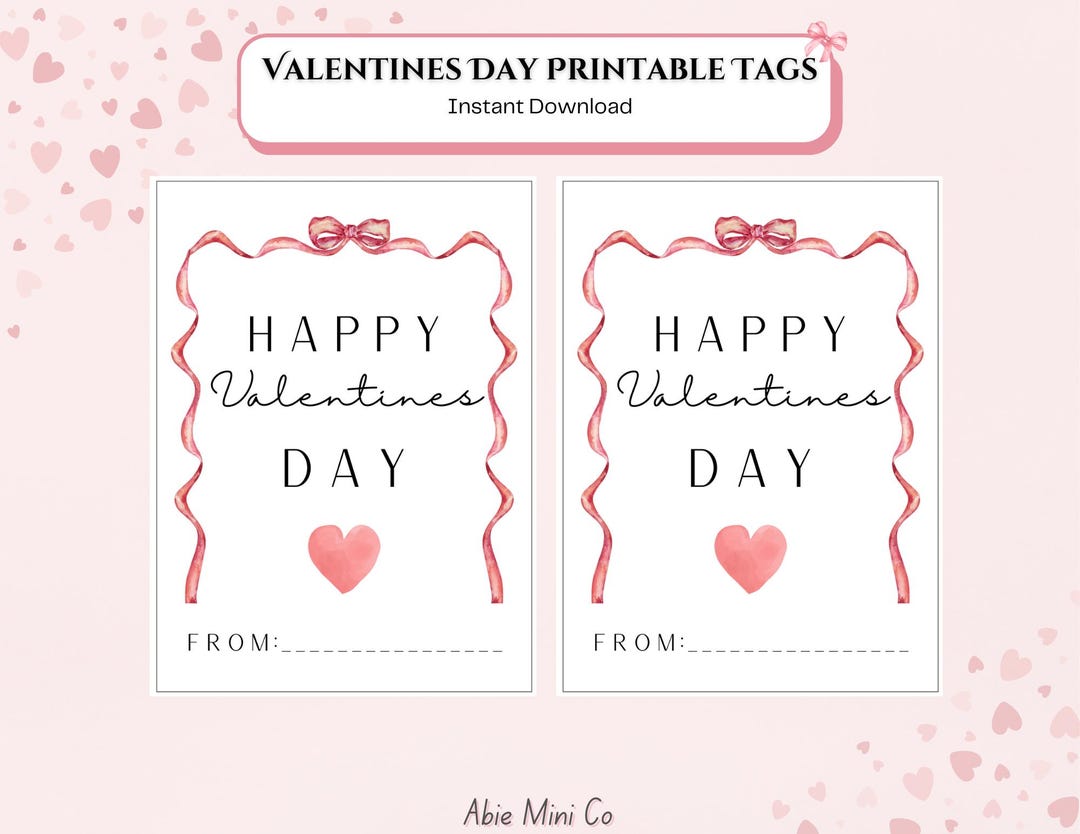 Printable Bow Valentine's Day Tag|sweet Treat Valentines Day Tag|gift ...