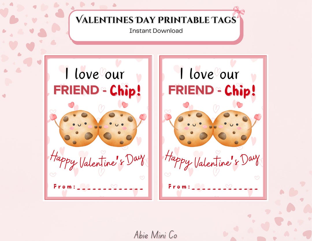 Printable Cute Cookie Valentine's Day Tag|sweet Treat Valentines Day ...