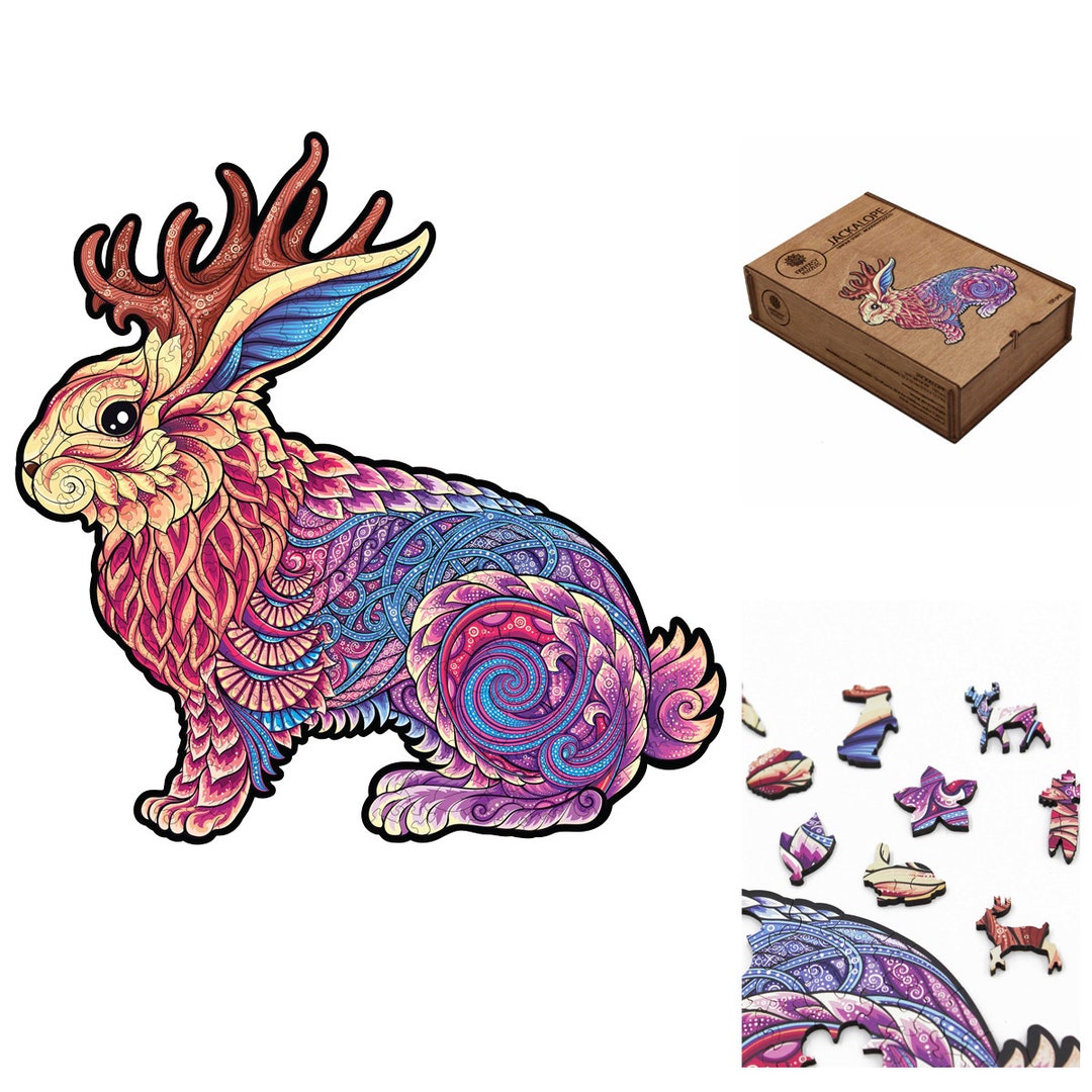 Mystical Jackalope Wooden Jigsaw Puzzle 150, 300, and 600 Pieces ...