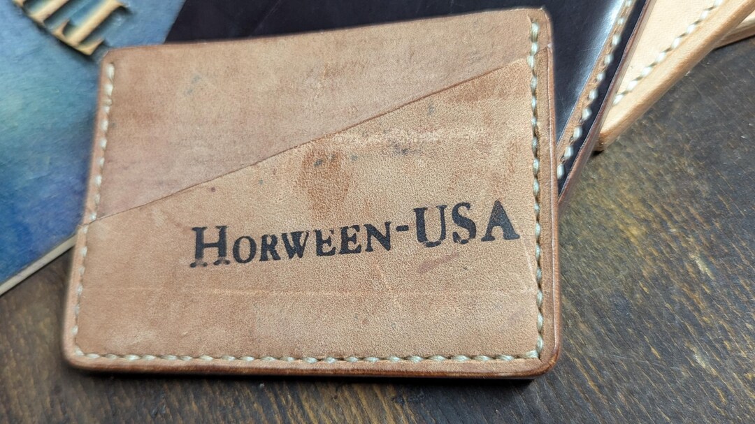 Horween Shell Cordovan Leather Color No 8 Card Holder, EDC, Cordovan Walet, Reverse Shell - Etsy