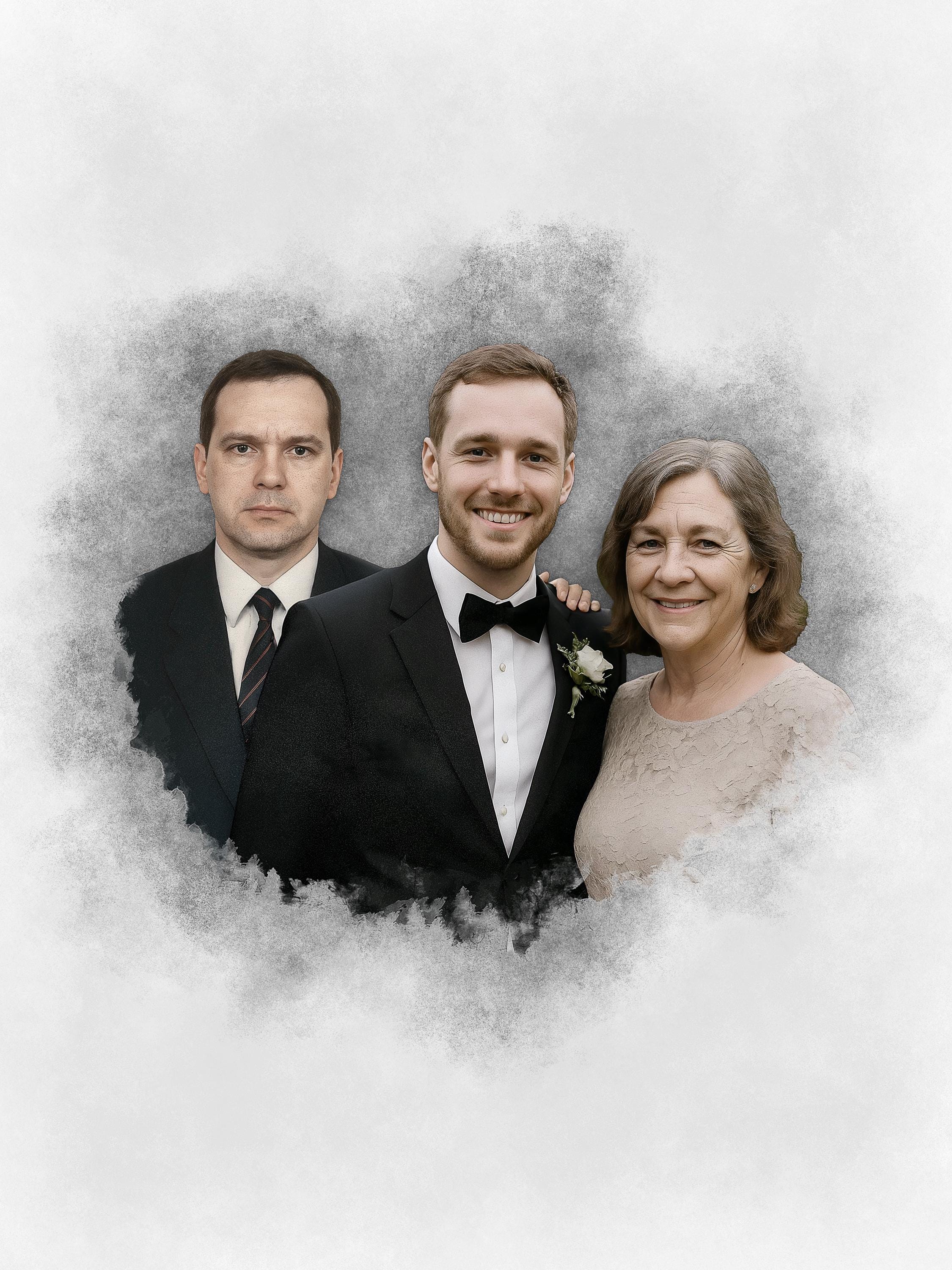 Memorial Wedding Photo Gift: Add Deceased Parent, Custom Color Portrait ...