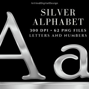 SILVER ALPHABET, Silver Letters & Numbers, Silver Typography, PNG Files ...