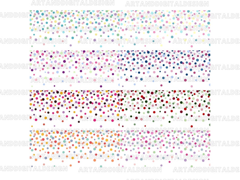 Digital Confetti, 50 PNG + AI + EPS, Clipart, Confetti Border, Rainbow ...