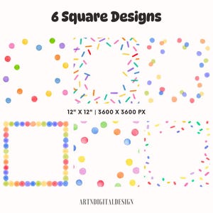 Watercolor Rainbow Confetti Clipart Borders, Colorful Rectangle and ...