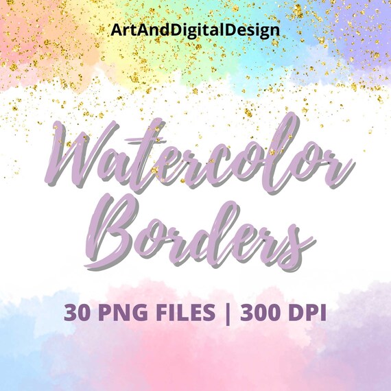 Colorful Watercolor Borders Rainbow Borders Glitter Borders - Etsy