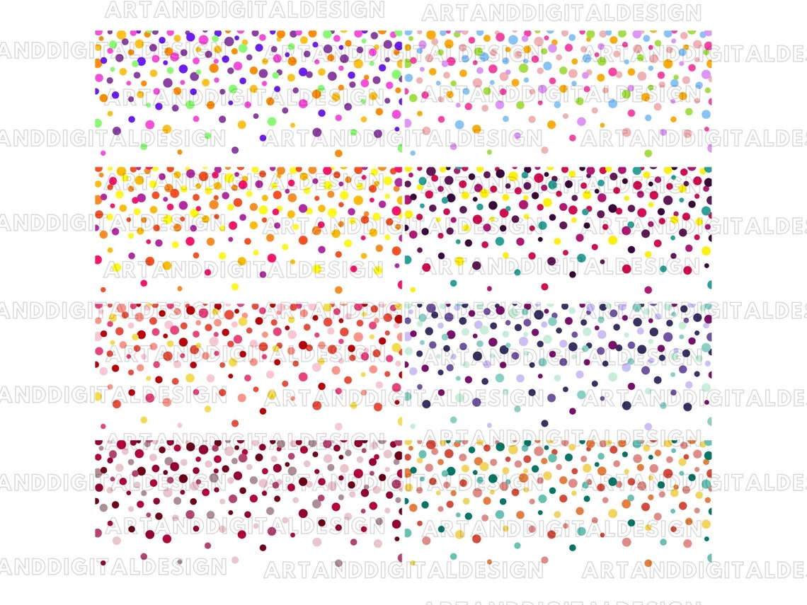 Digital Confetti, 50 PNG + AI + EPS, Clipart, Confetti Border, Rainbow ...