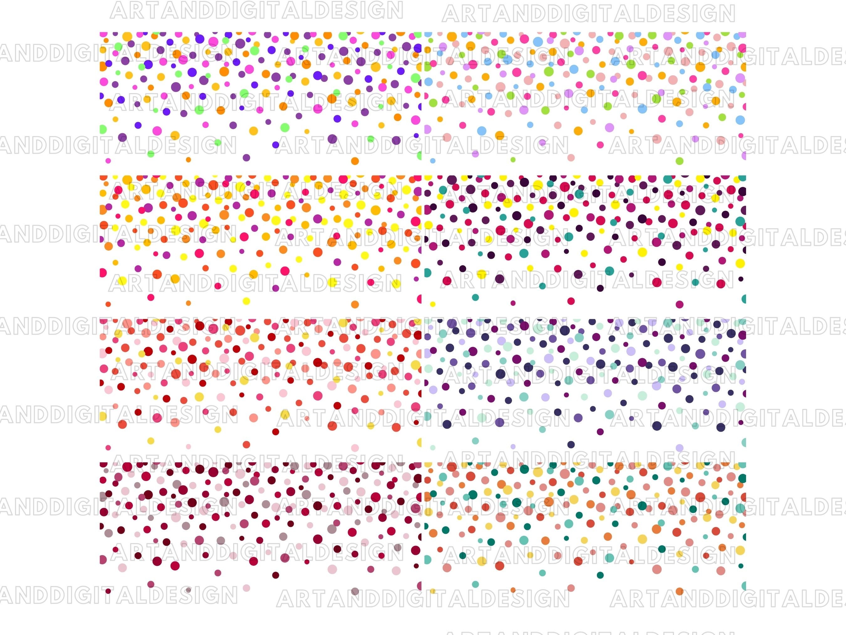 Digital Confetti, 50 PNG + AI + EPS, Clipart, Confetti Border, Rainbow ...