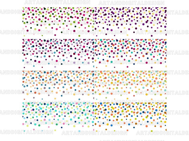 Digital Confetti, 50 PNG + AI + EPS, Clipart, Confetti Border, Rainbow ...