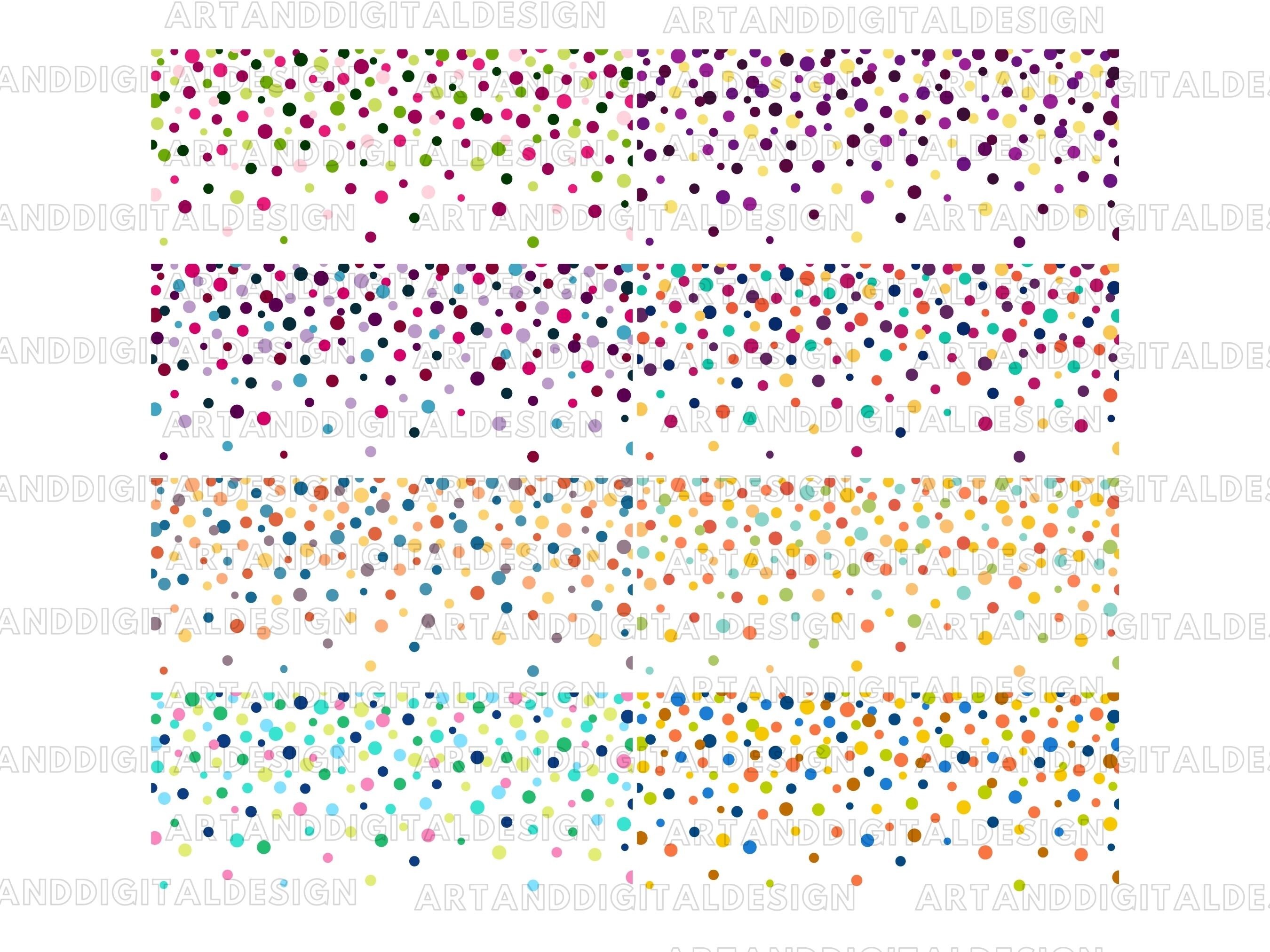Digital Confetti, 50 PNG + AI + EPS, Clipart, Confetti Border, Rainbow ...