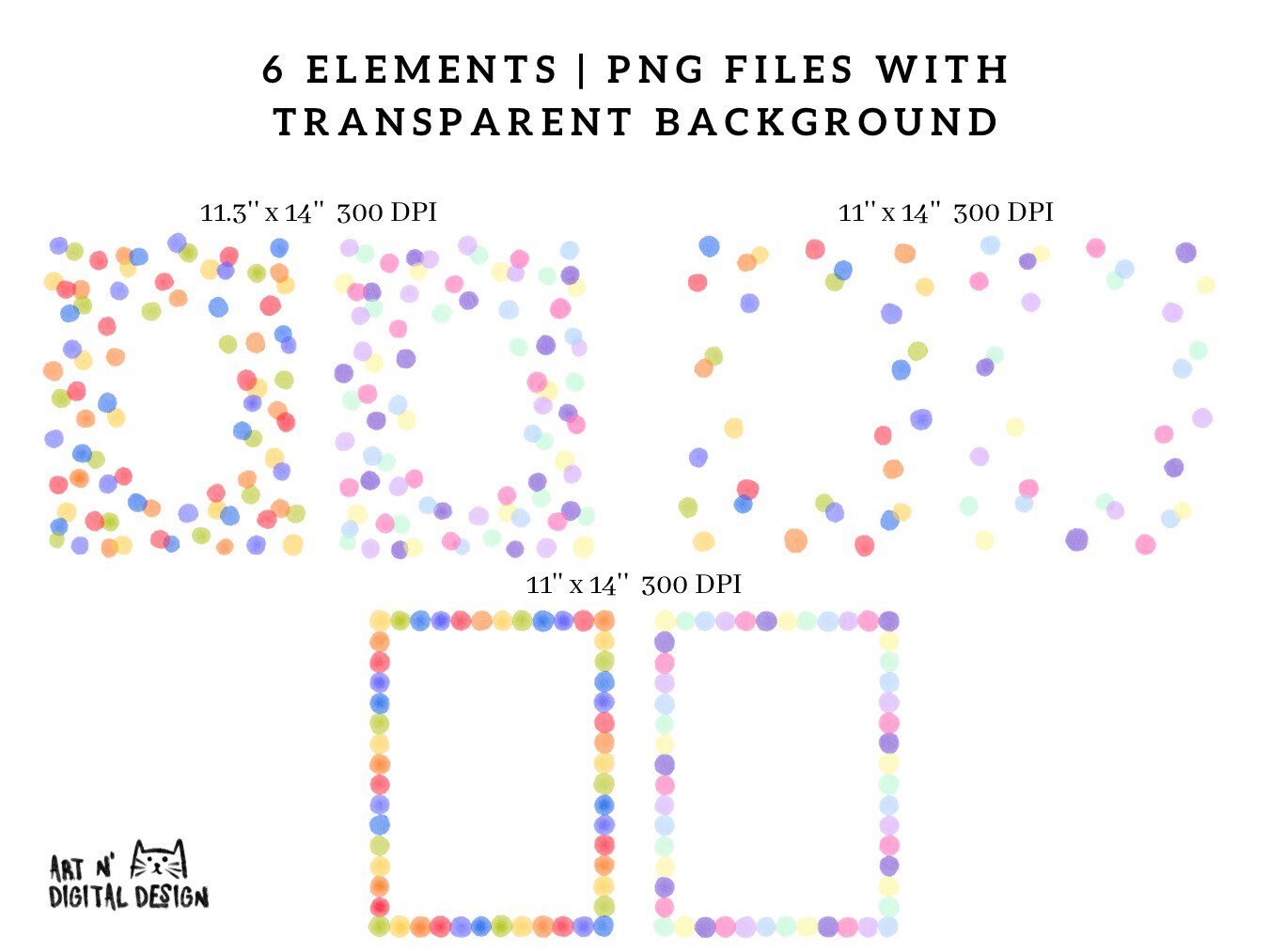 Colorful and Pastel Watercolor Digital Confetti | 6 PNG Files | Rainbow ...