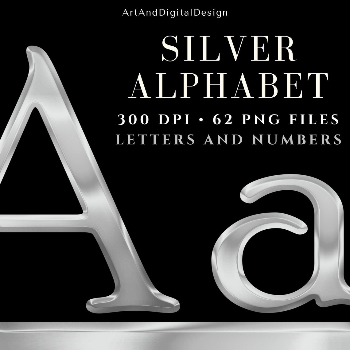 SILVER ALPHABET, Silver Letters & Numbers, Silver Typography, PNG Files ...