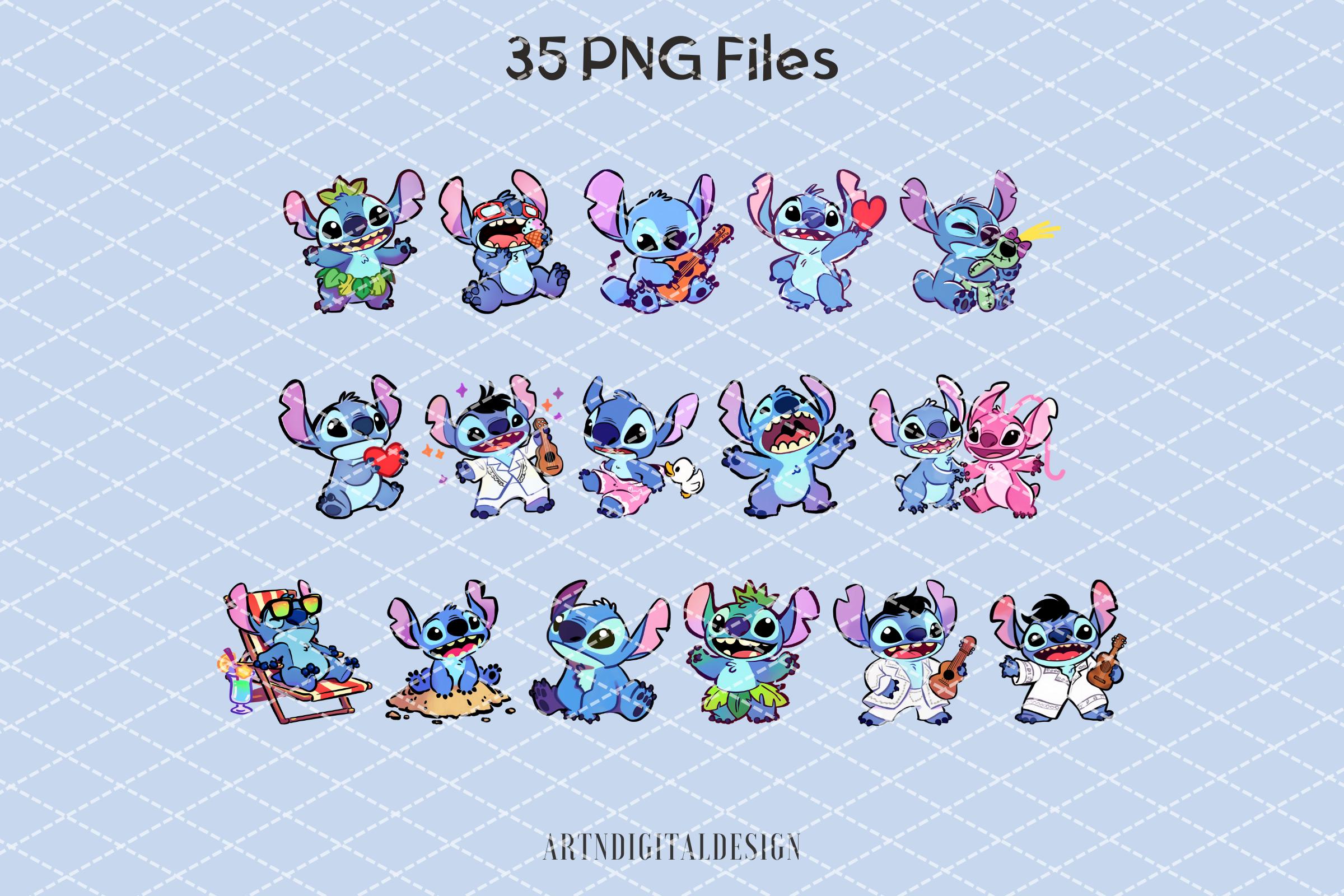 Stitch Watercolor Line Art Clipart, Cute Stitch PNG + Digital Papers ...